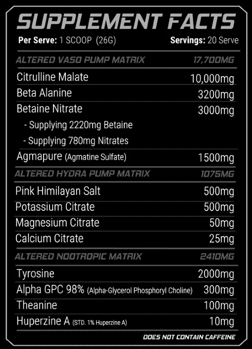 Altered Pump by Altered Nutrition – Supplement Mart